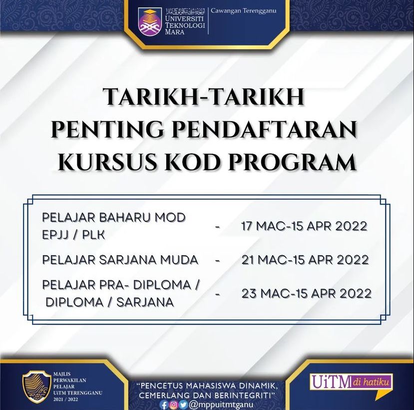 PENDAFTARAN KURSUS KOD PROGRAM • MYC! Malaysian Youth Community